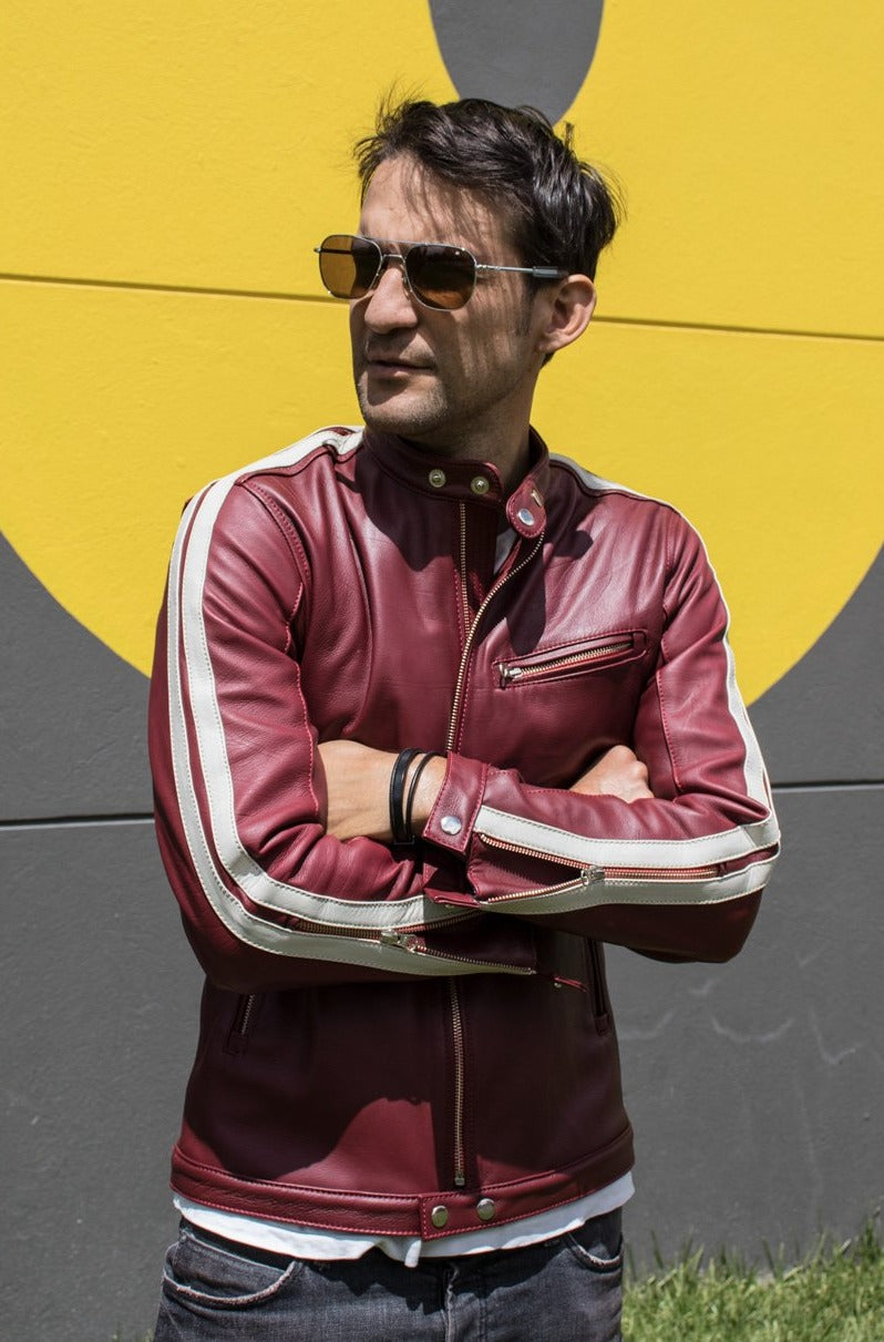R80 EX Leather Jacket - Special Edition - Burgundy - Stripes ...