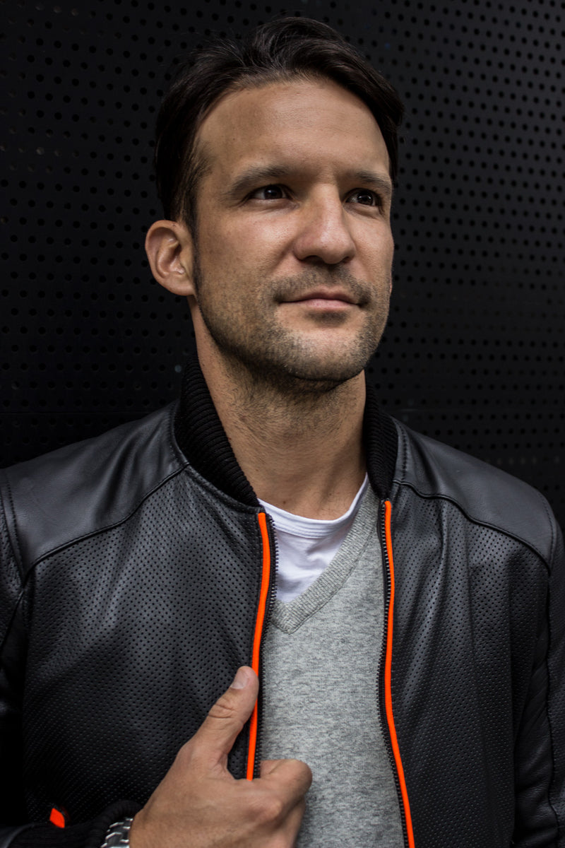 LUXUS HI TECH Leather Jacket Bomber lightweight - Perforated - Black ...