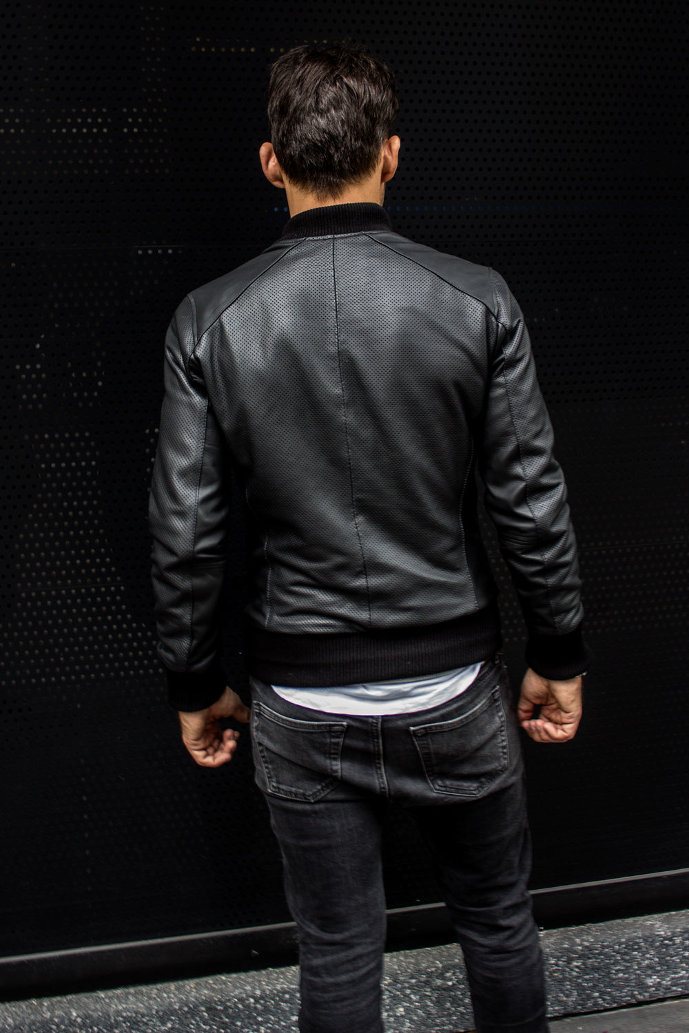 LUXUS HI TECH Leather Jacket Bomber lightweight - Perforated - Black ...