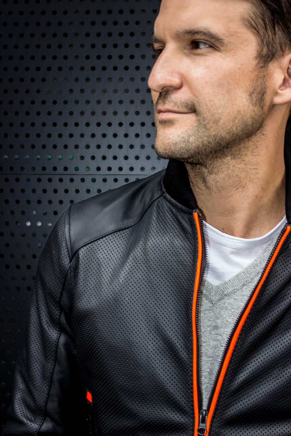 LUXUS HI TECH Leather Jacket Bomber lightweight - Perforated - Black ...