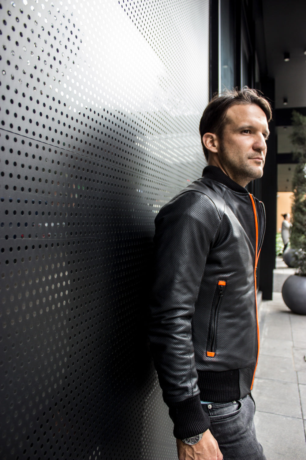 LUXUS HI TECH Leather Jacket Bomber lightweight - Perforated - Black ...